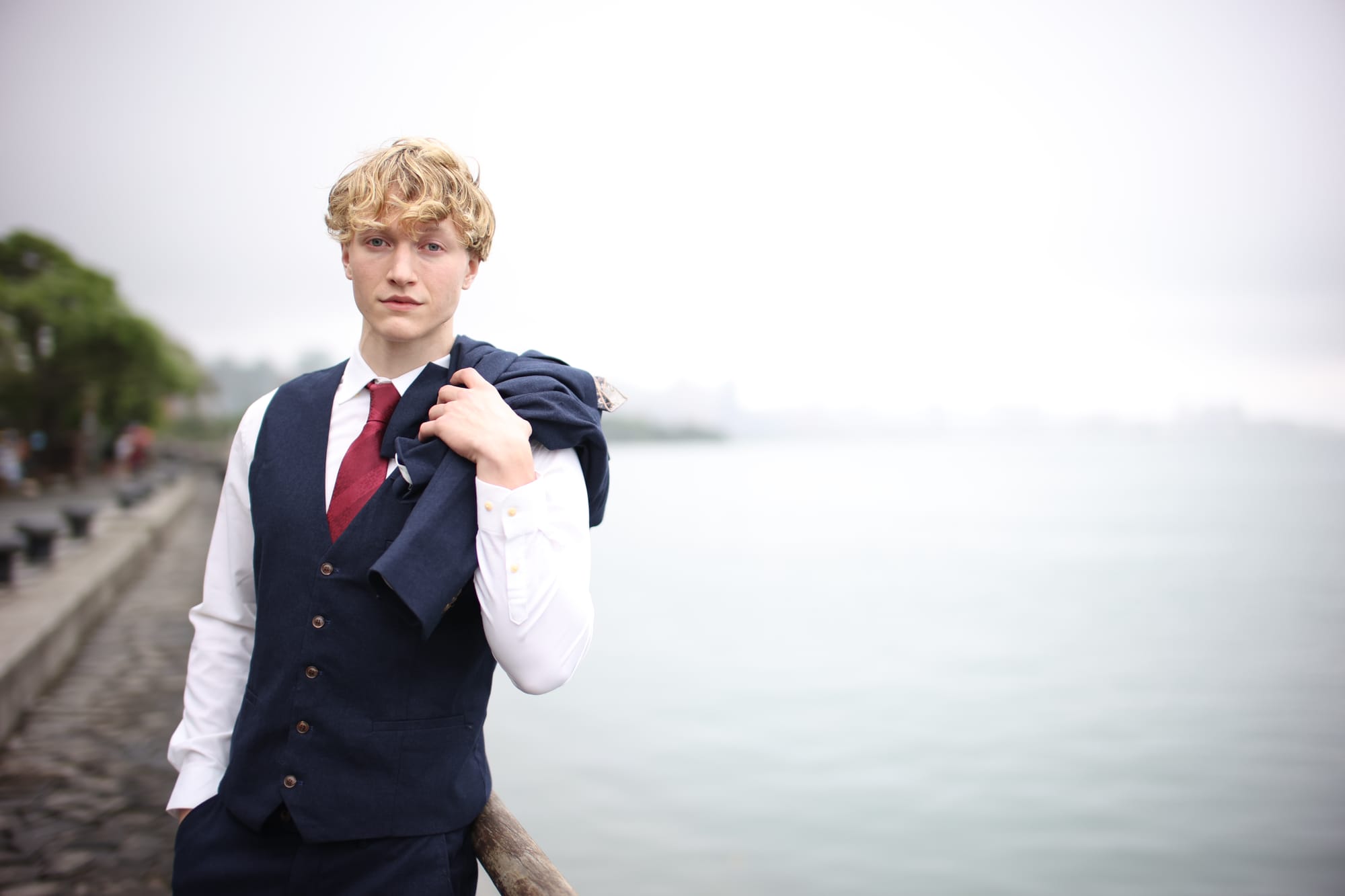 Grey Waterfront, Blue Suit